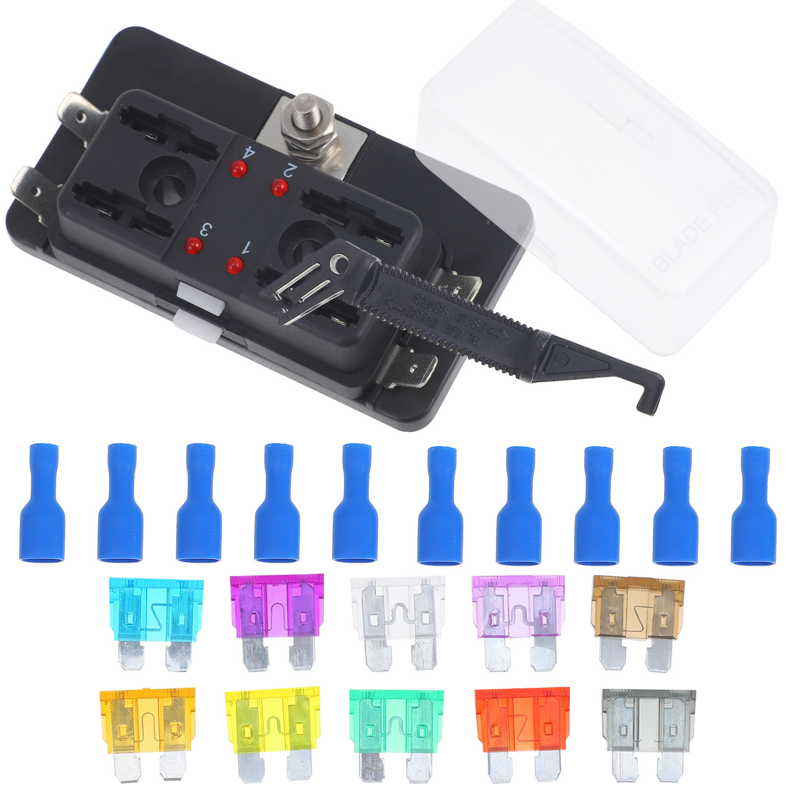 KONTONTY Fuse Allocation Block with LED Indicators for Car Black ...