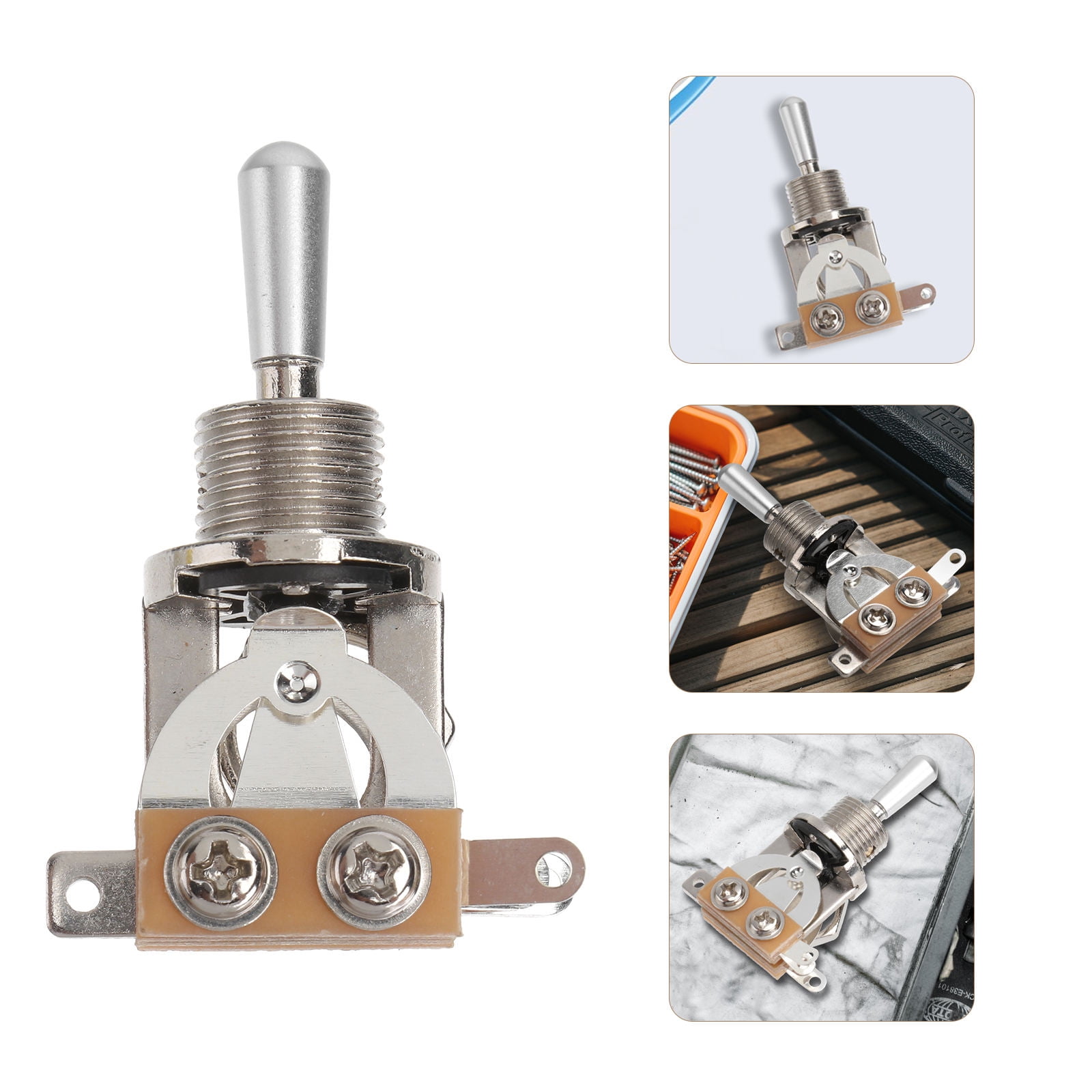 MLINS GN119 3 Way Toggle Pickup Selector with Treble Washer Ring for Electric Guitar (Silver ...