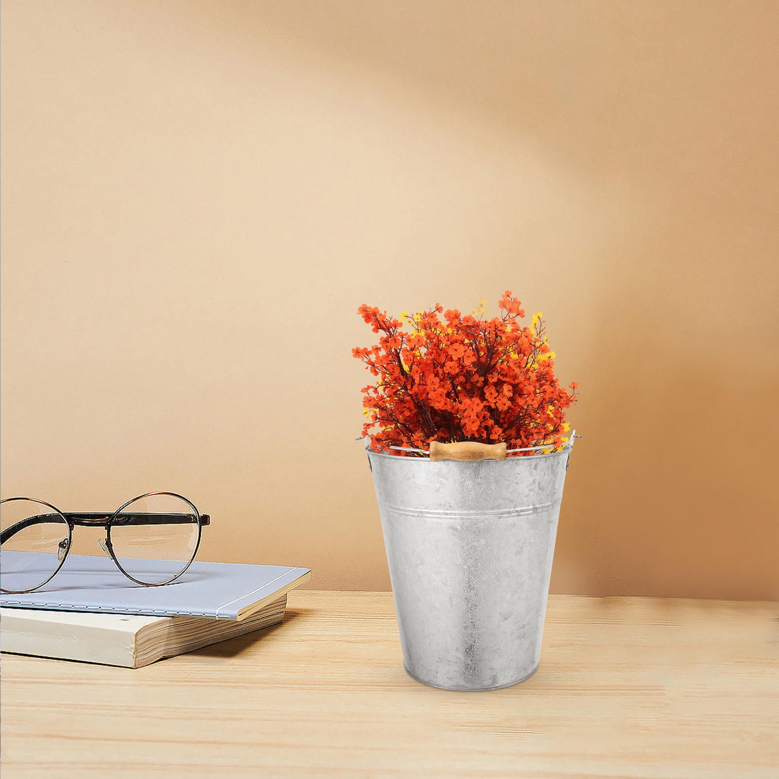 MLINS Galvanized Metal Bucket Small Pails Tin Bucket French Flower ...