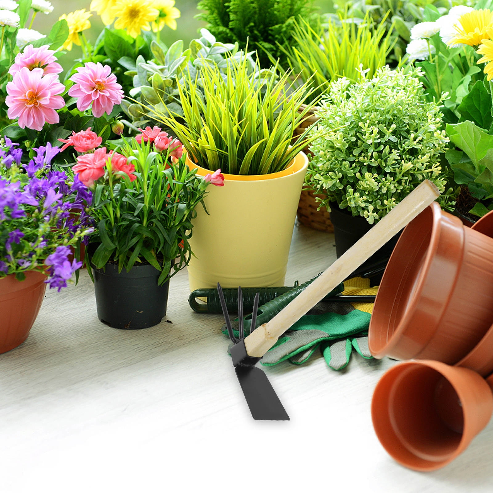 MLINS Gardening Hoe Small Hoe Hand Rake Gardening Hoe Tool Metal Rake ...