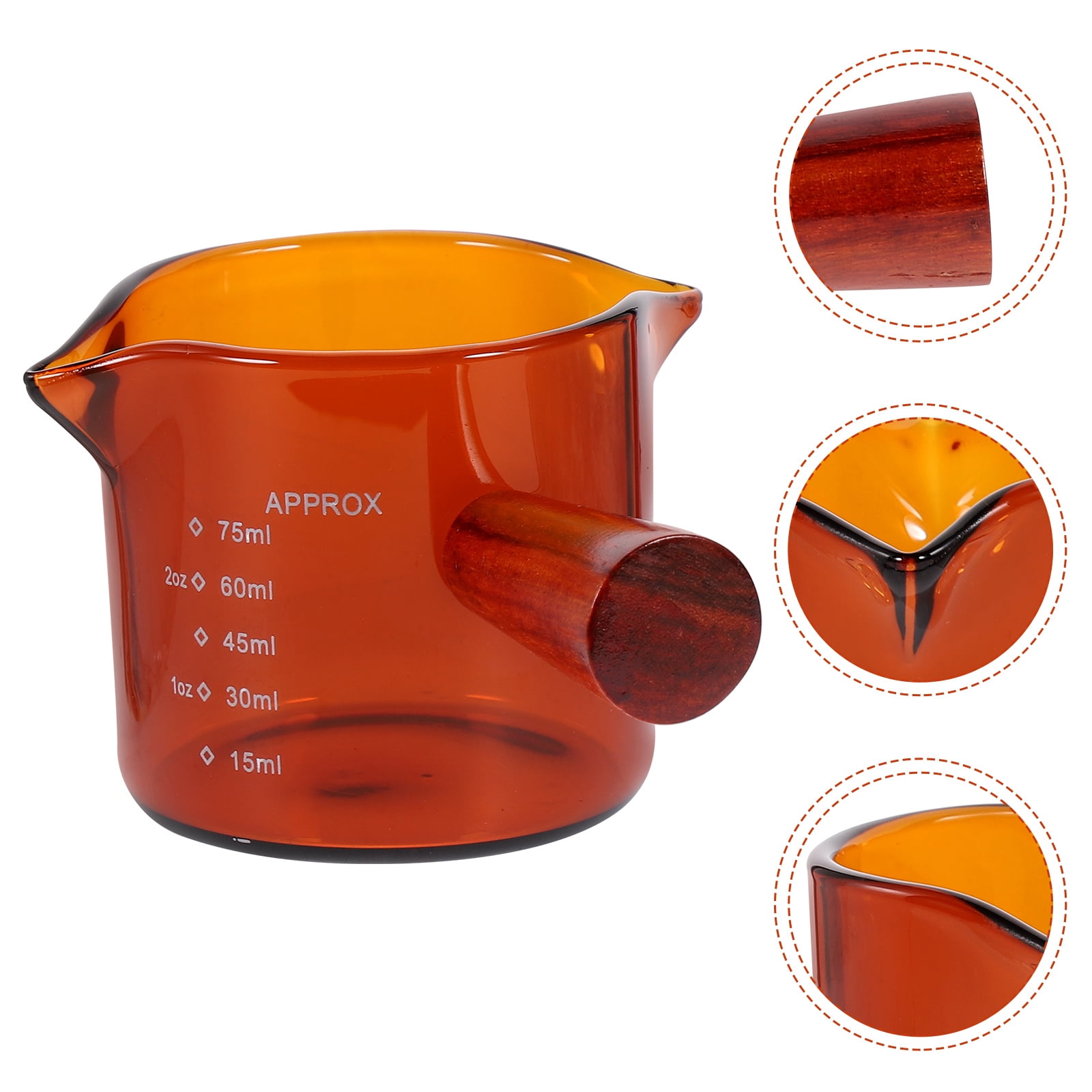 MLINS Glass Coffee Measuring Cup With Wooden Handle Portable Milk ...