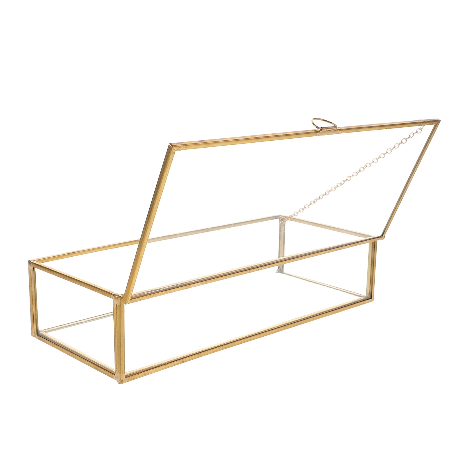 MLINS Glass Jewelry Box Vintage Metal Keepsake Box Clear Glass Shadow ...