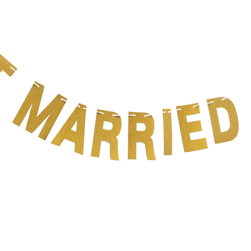 MLINS Glitter Just Married Letters Banner Heart Shaped Garland Confetti ...