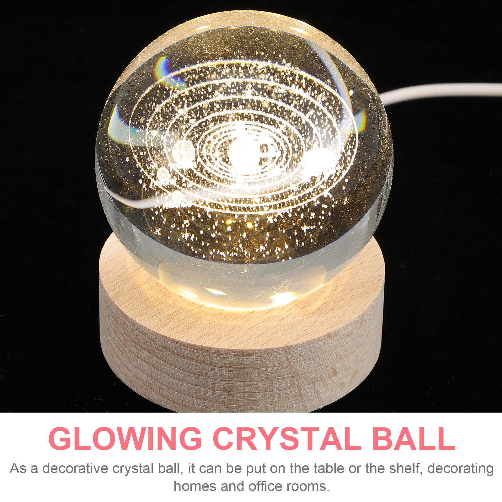 MLINS Glowing Multi Color Crystal Ball Lamp Decor for Home Unique ...