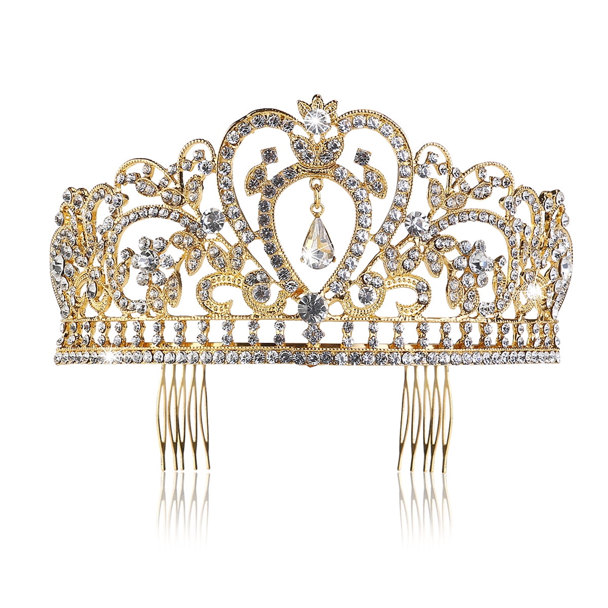 MLINS Gold Crown Tiara Adult Shimmering Crown Women's Bride Golden ...