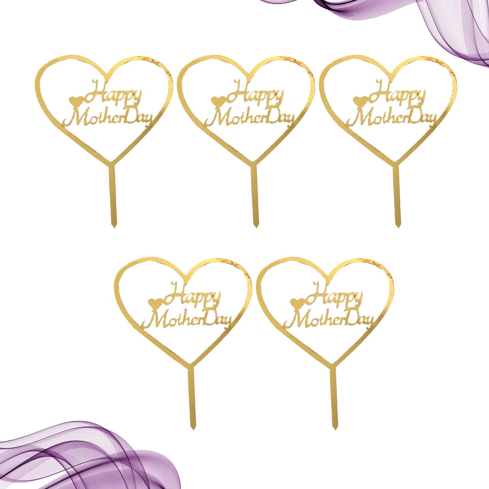 MLINS Golden Acrylic Cake Topper for Mothers Day Cake Decoration Adds ...