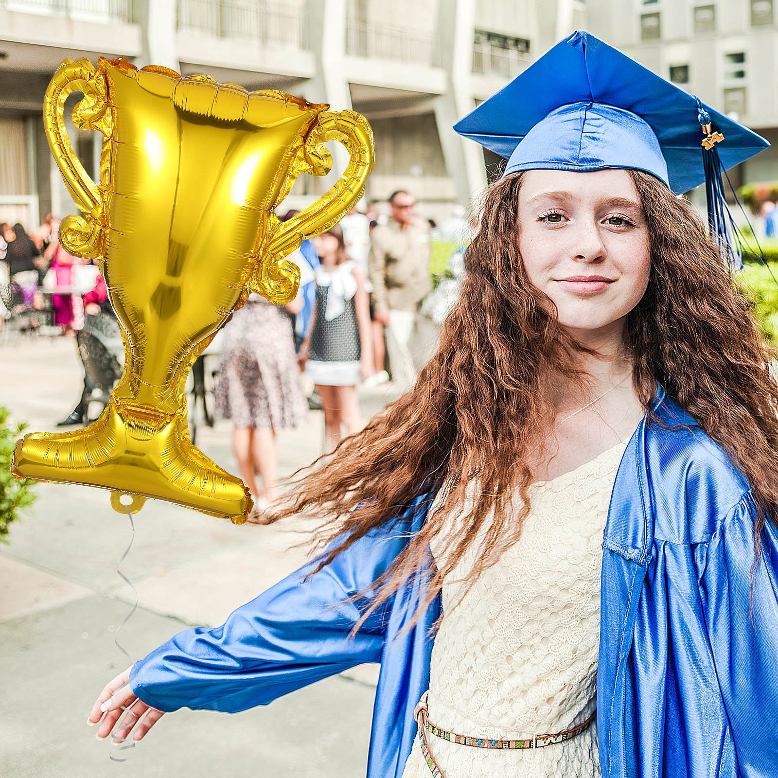 MLINS Golden Congrats Balloon with Trophy Design for Graduation Party ...