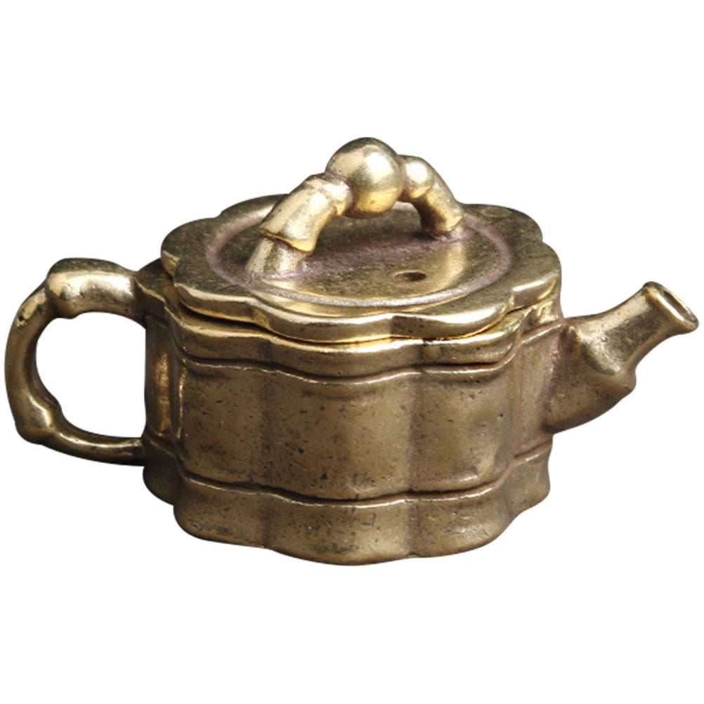 AURARMLET Teapot Desktop Ornament Golden Copper 1Pack Home Use ...