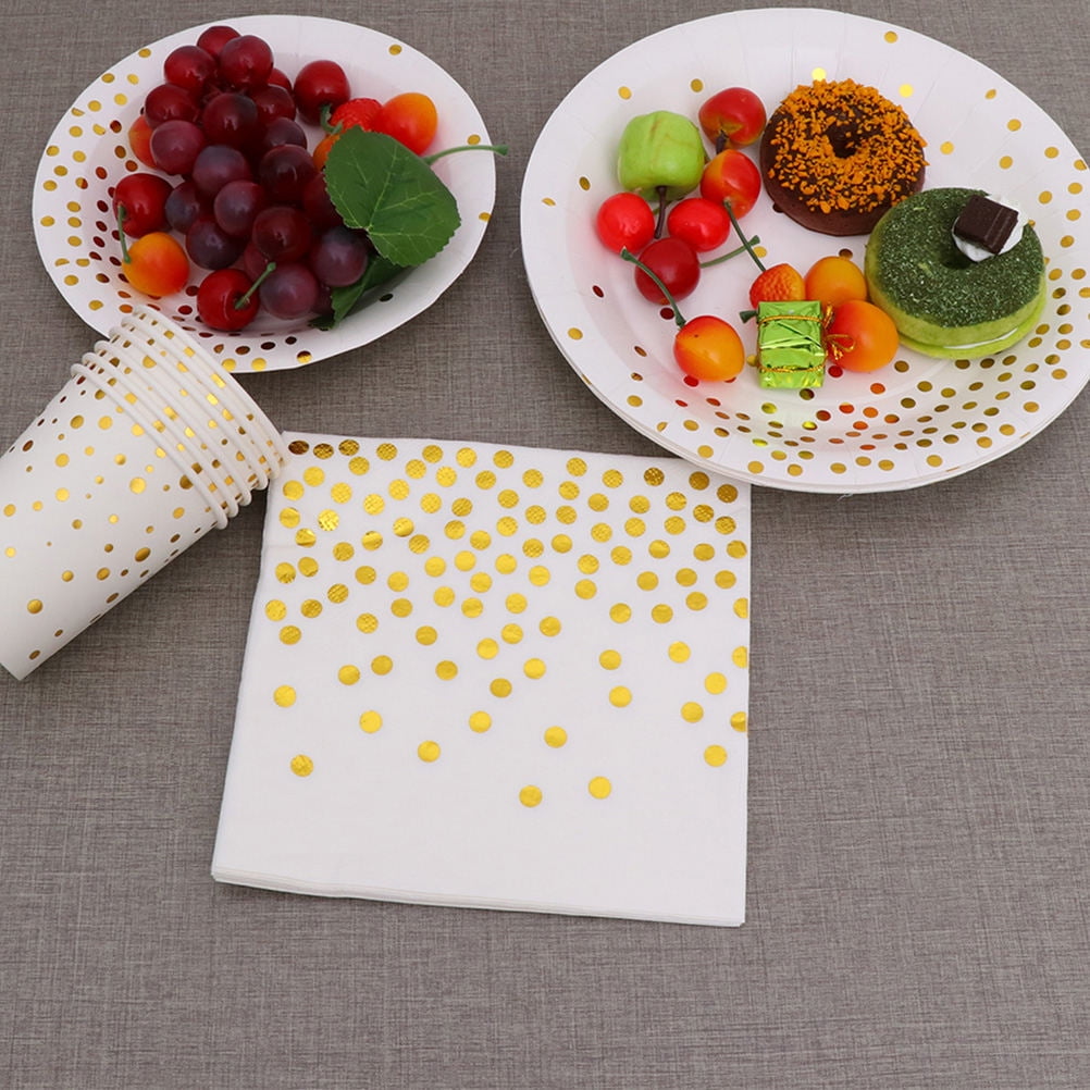 MLINS Golden Dots Pattern Paper Napkins for Party Use Disposable Tissue ...