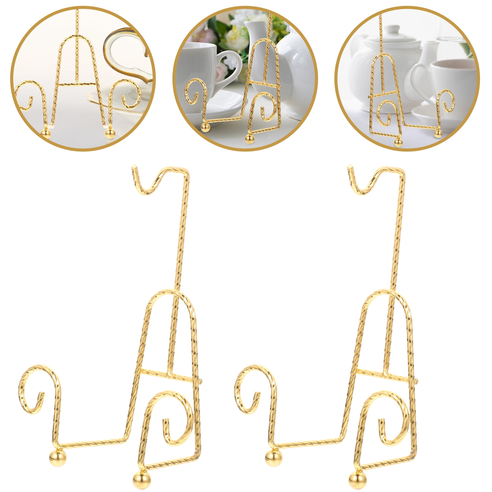 DINHEAROM Plate Display Rack Golden Metal 2Set 7.1In Home - Walmart.com