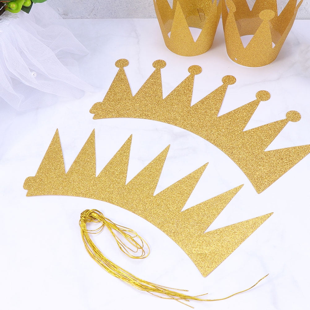 MLINS Golden PVC Children's Birthday Decorations with Glitter Crowns ...