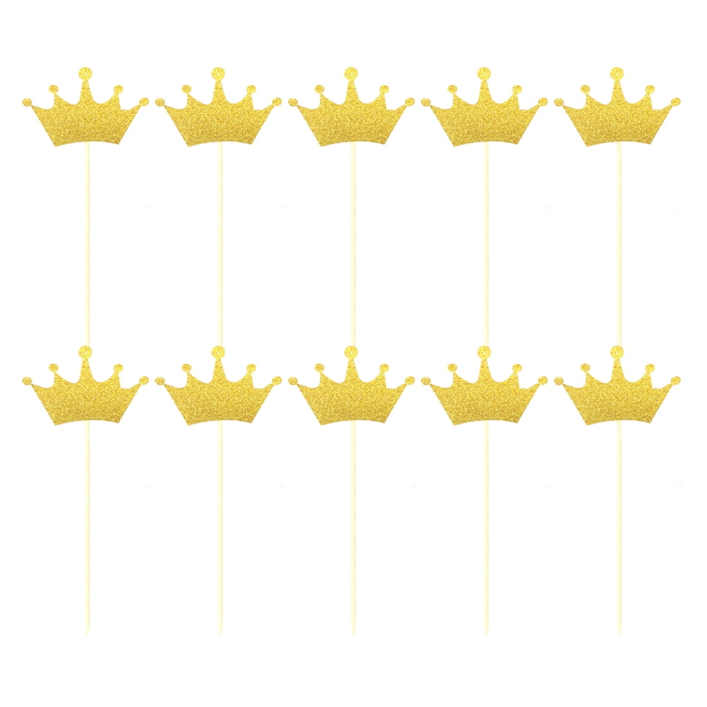 MLINS Golden Paper Crown Design Cake Toppers for Birthday Party ...