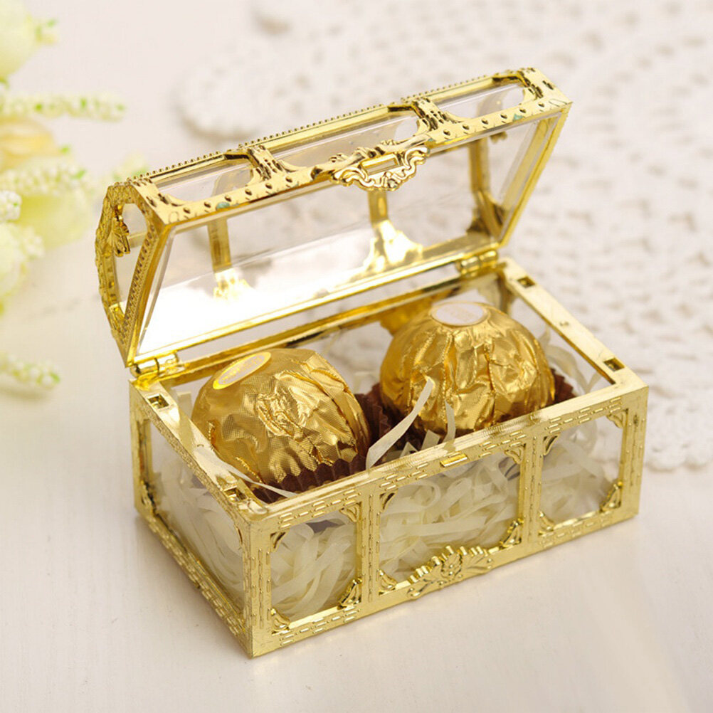 MLINS Golden Plastic Candy Boxes for Party Favors and Storage Use ...
