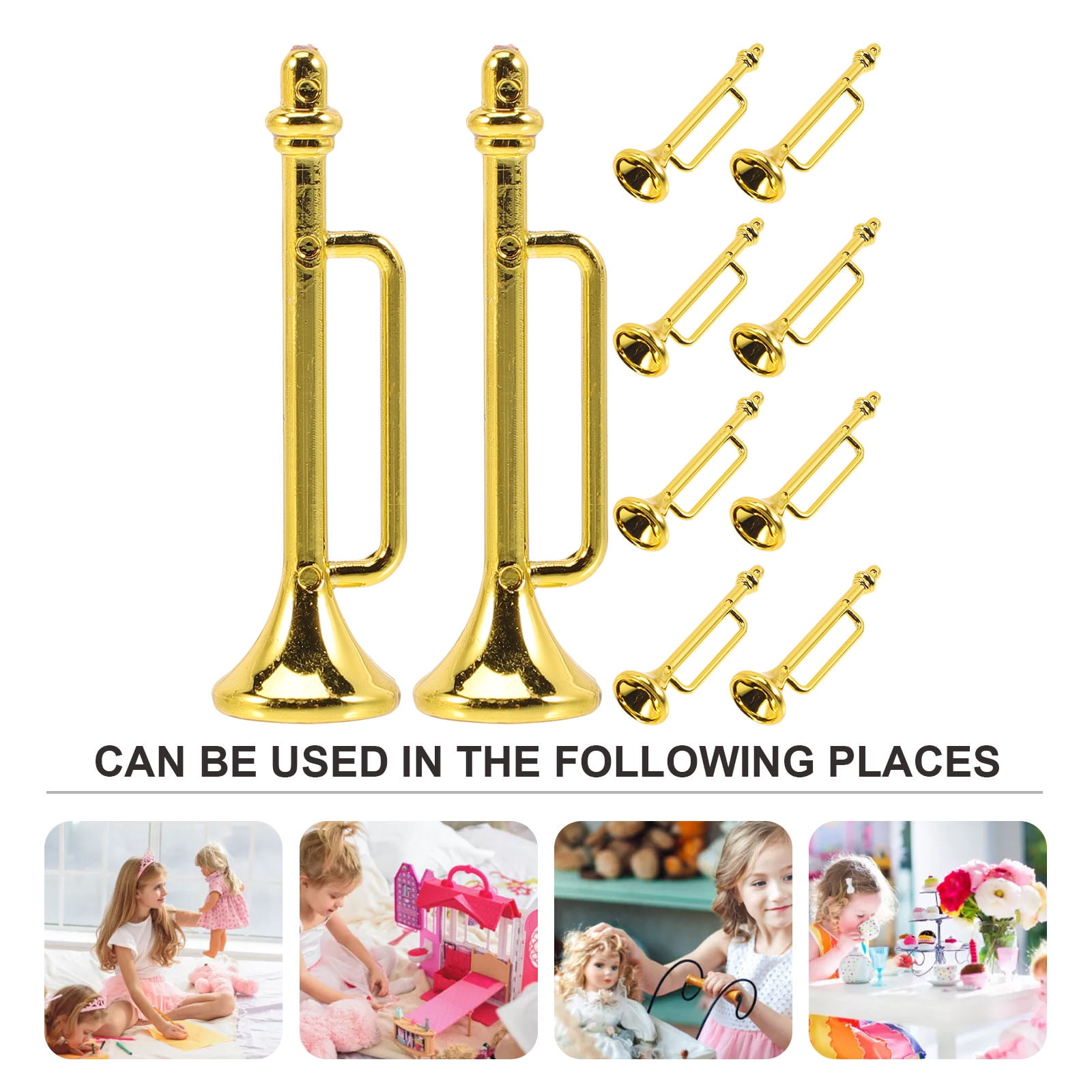 MLINS Golden Plastic Miniature Trumpet Toy for Kids and Imagination ...