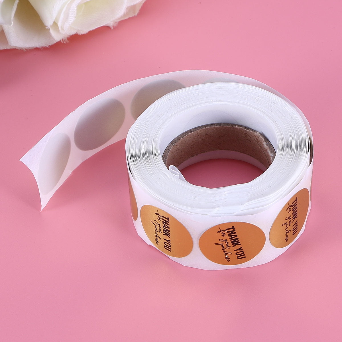 MLINS Golden Round Label Stickers for Cookie Bags and Treat Bags 500 Pieces in a Roll Perfect ...