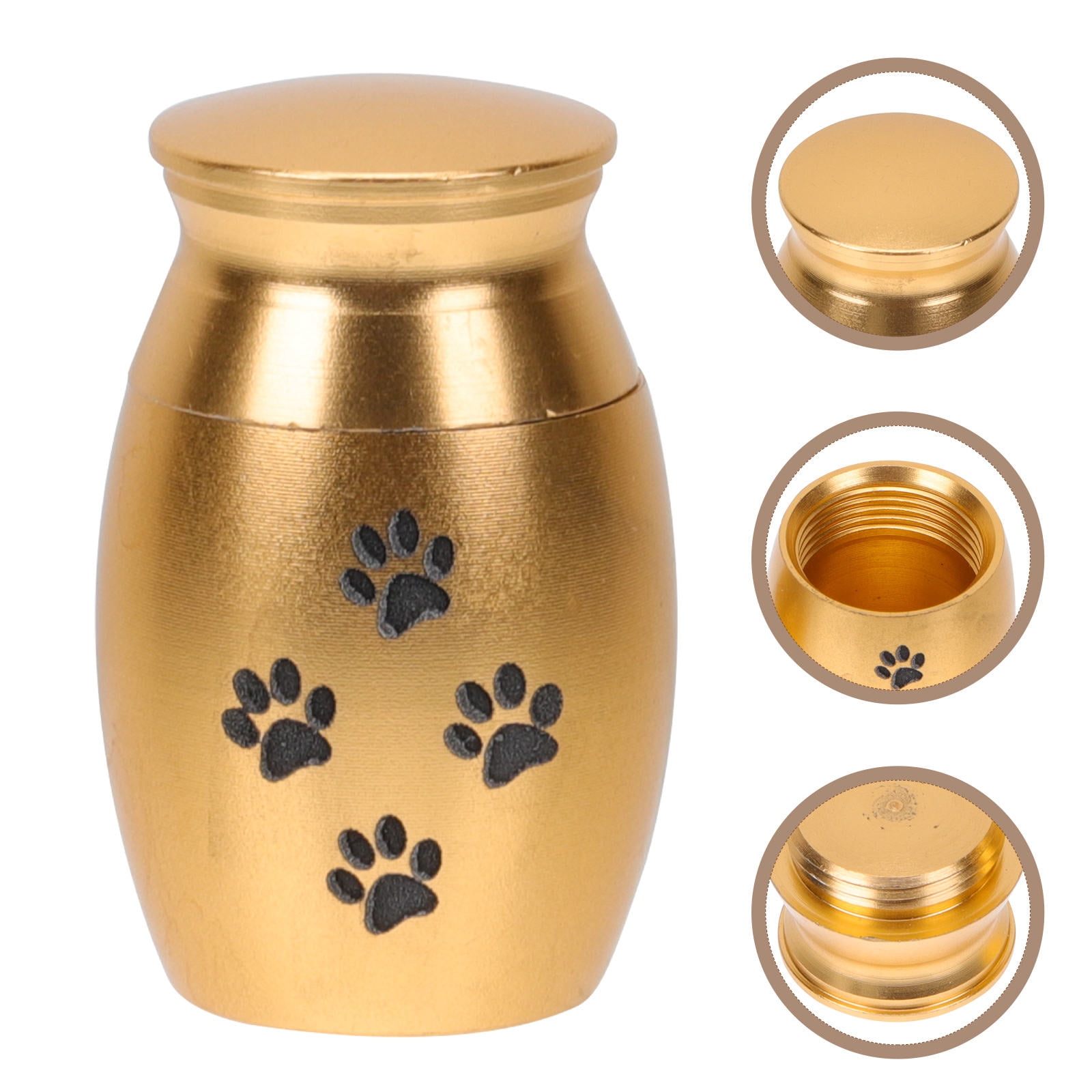 MLINS Golden Stainless Steel Pet Ash Urn for Storage Small Portable ...