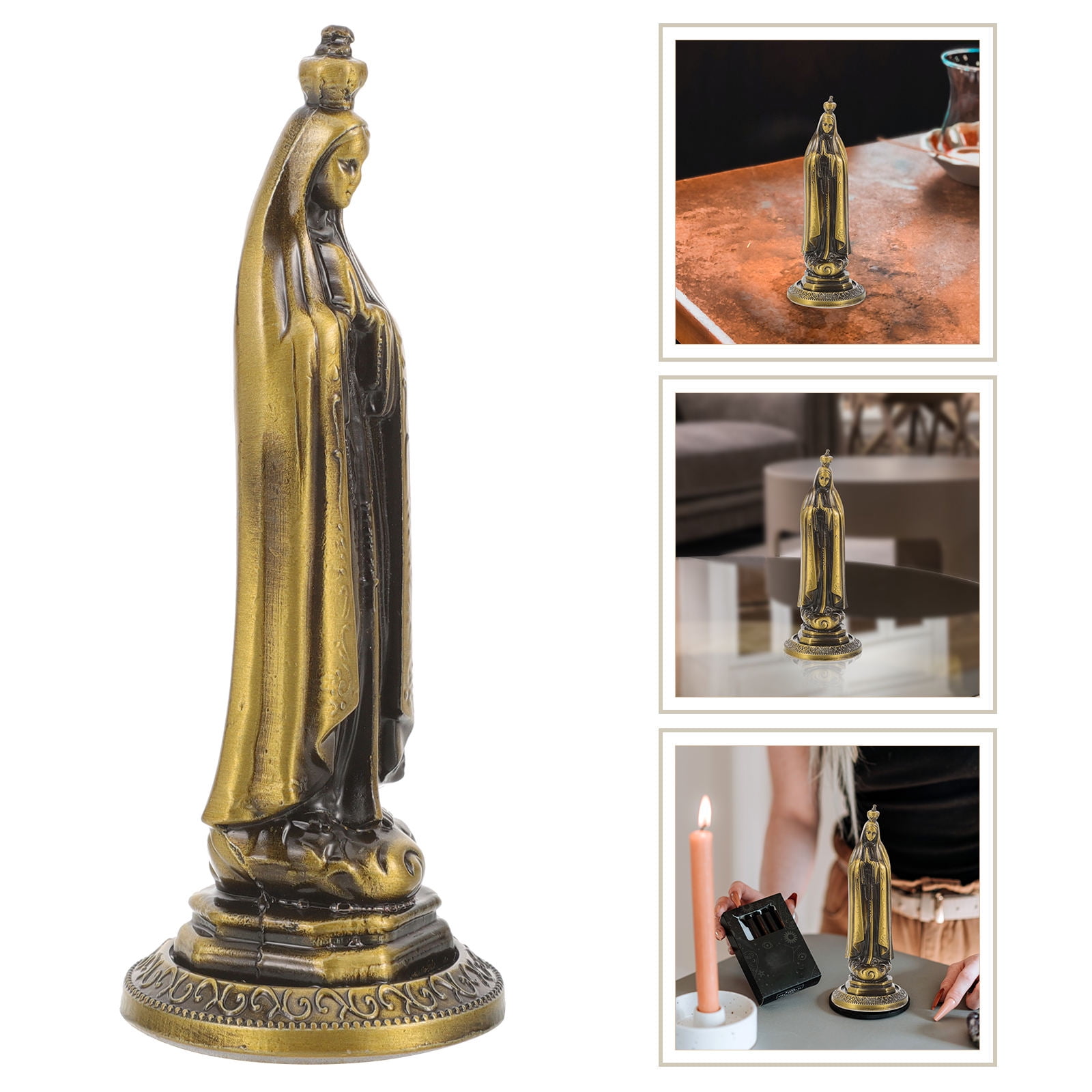 MLINS Golden Zinc Alloy Virgin Mary Statue for Decoration with Exquisite Craftsmanship and ...