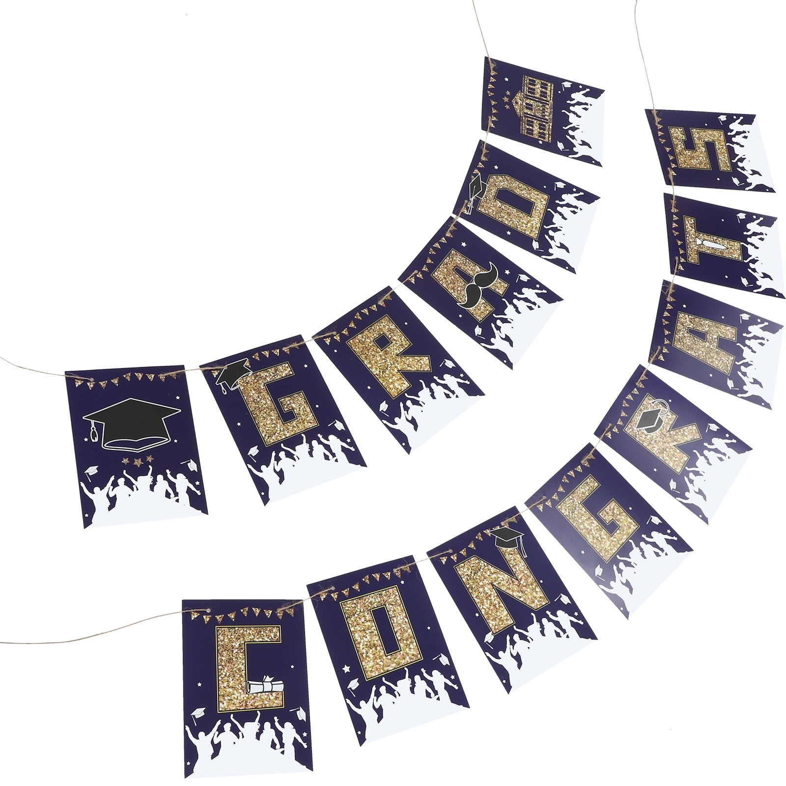 DINHEAROM Graduation Party Banner Blue 1Set 7.07X5.11X0.02In Paper ...