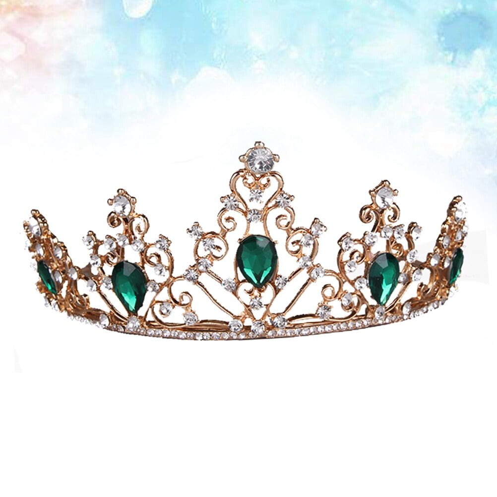 MLINS Green Crystal Crown for Wedding Decor Made of Durable Alloy and ...