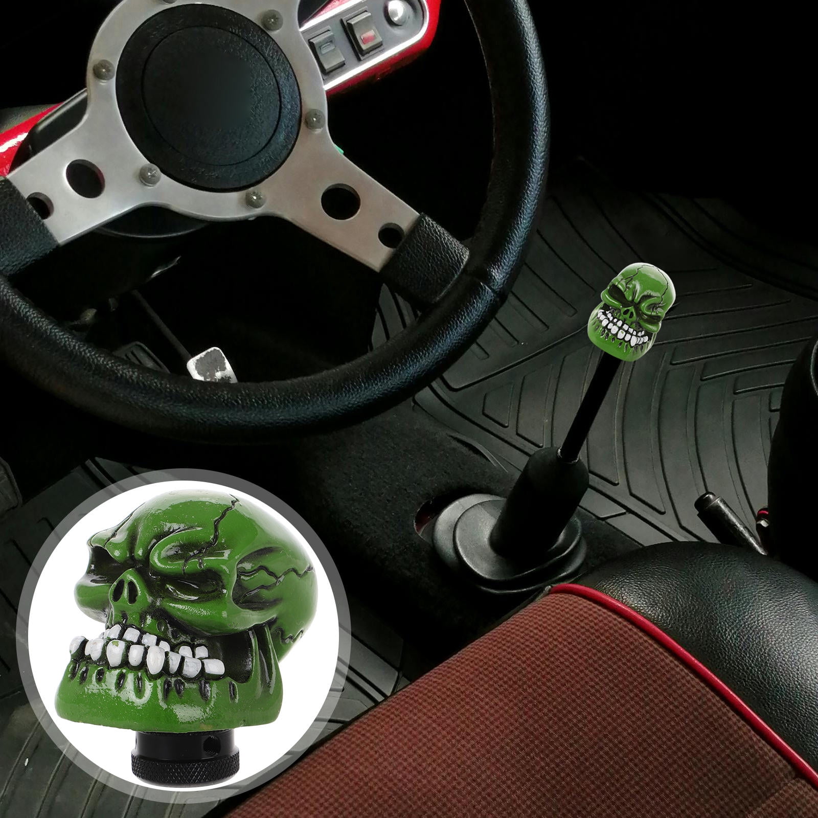 MLINS Green Resin Skull Gear Shift Knob for Manual Car Use Universal ...