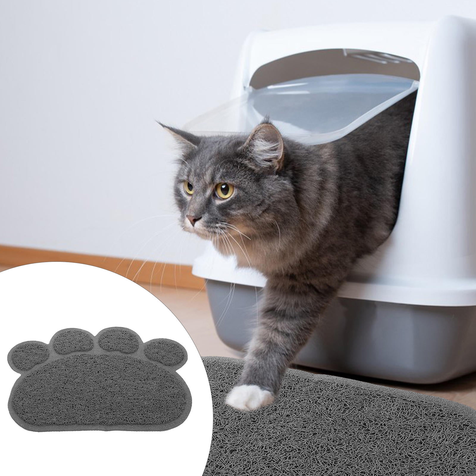 MLINS Grey Cat Litter Mat with Claw Shape Design for Indoor Use and ...