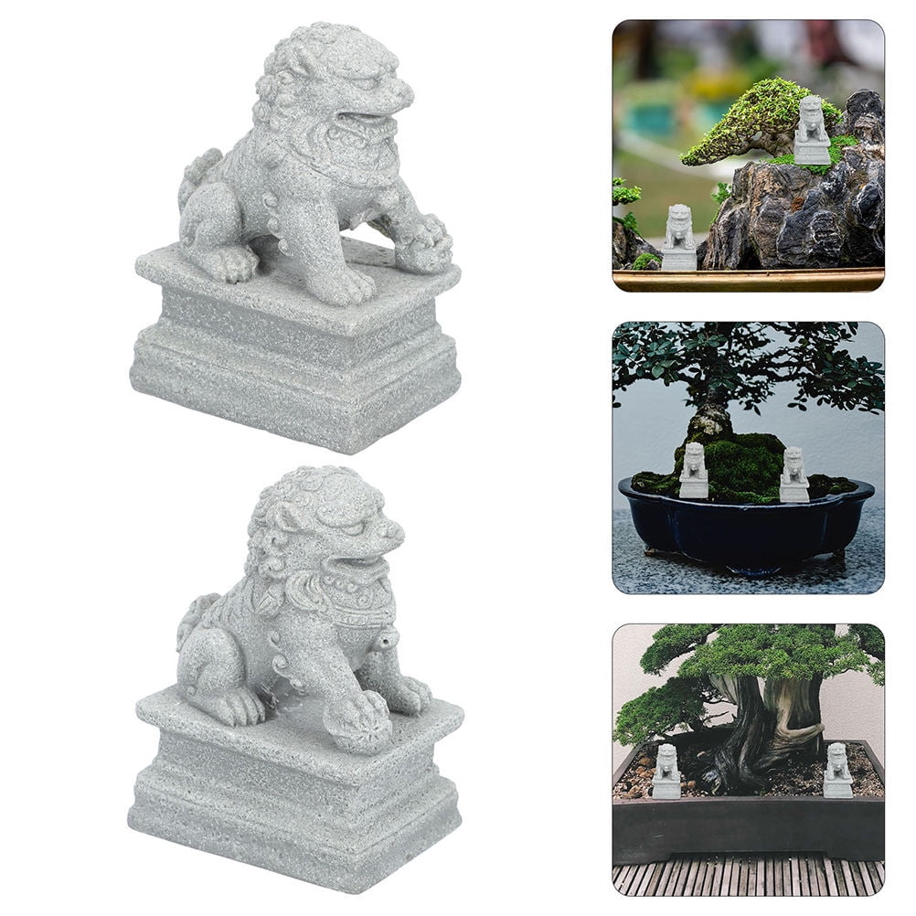 MLINS Guardian Lion Statues for Decoration in Grey Synthetic Material ...