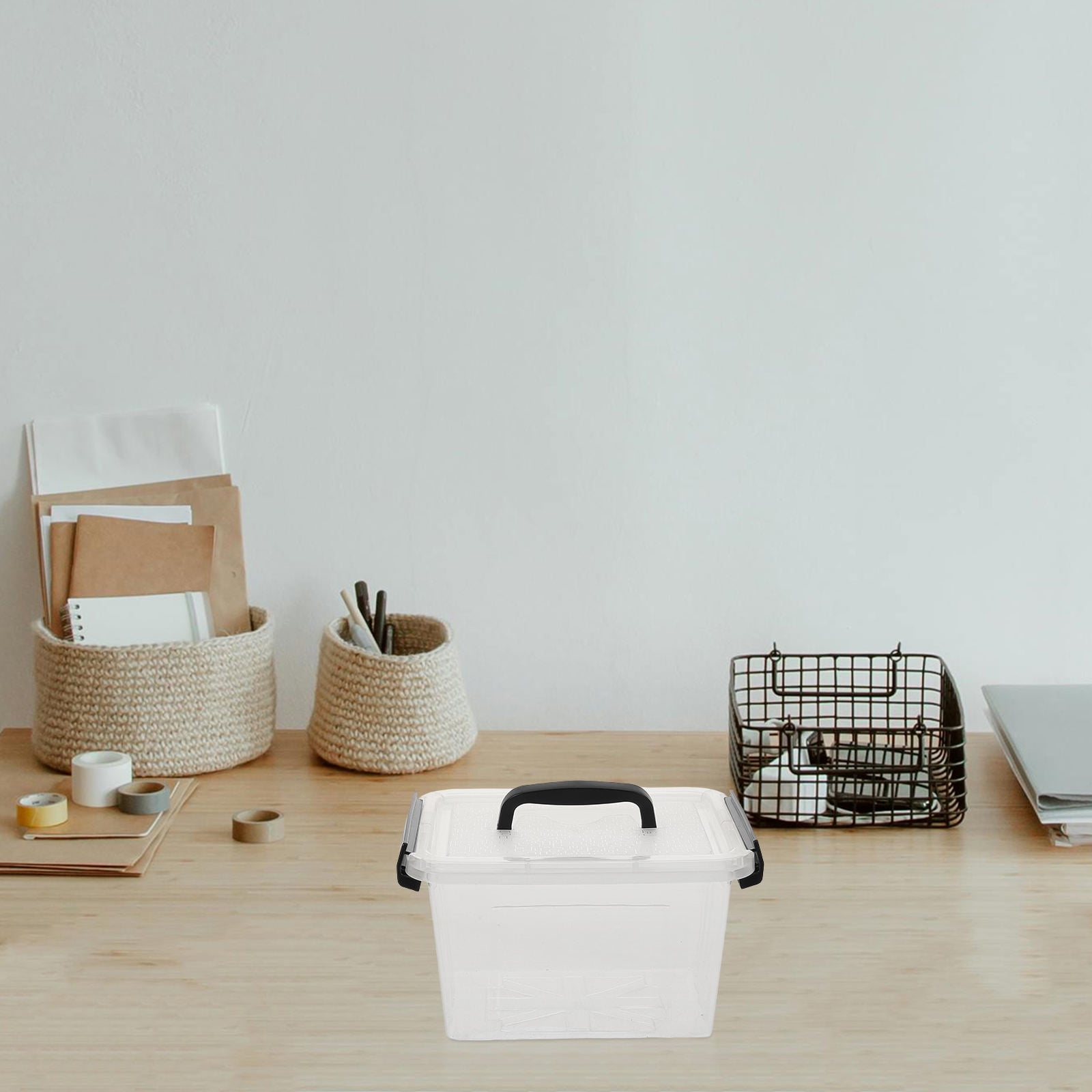 MLINS 6pcs Plastic Bins with Lids Small Storage Boxes with Handle ...