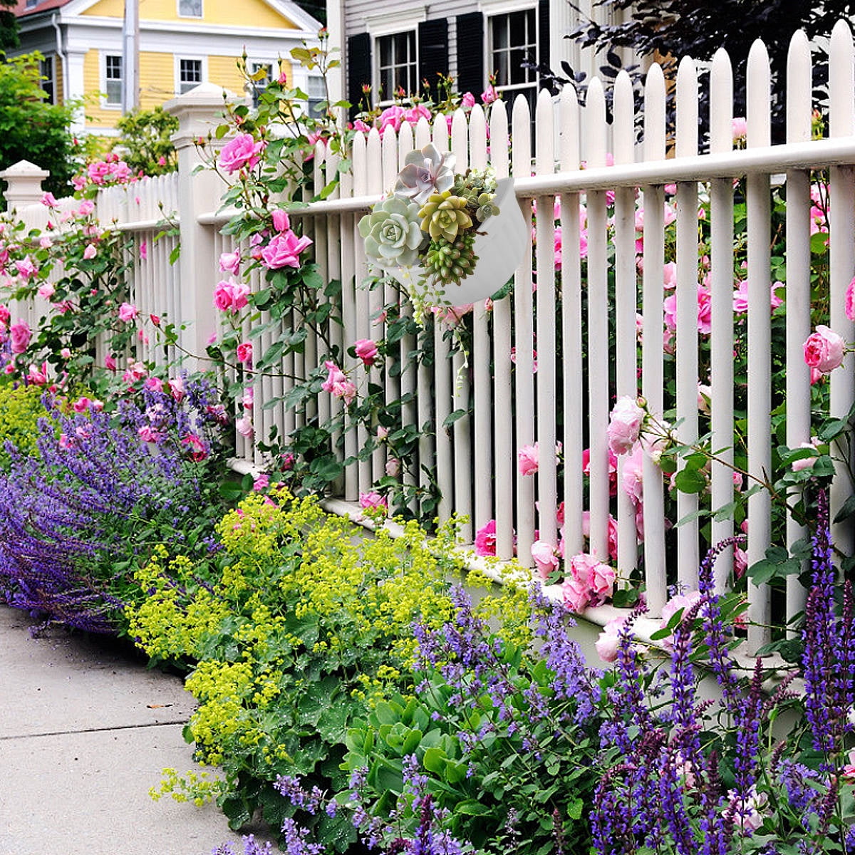 MLINS Half Circle Wall Planters Semi Pot Hanging Artificial Baby White ...