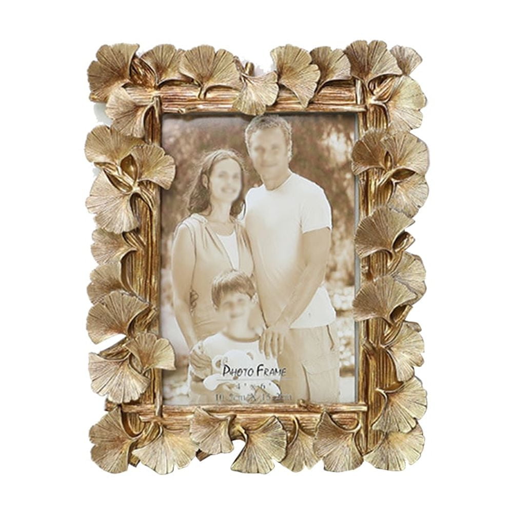MLINS Hand Crafted Photo Frame European Retro Resin Gold Ginkgo Leaf ...