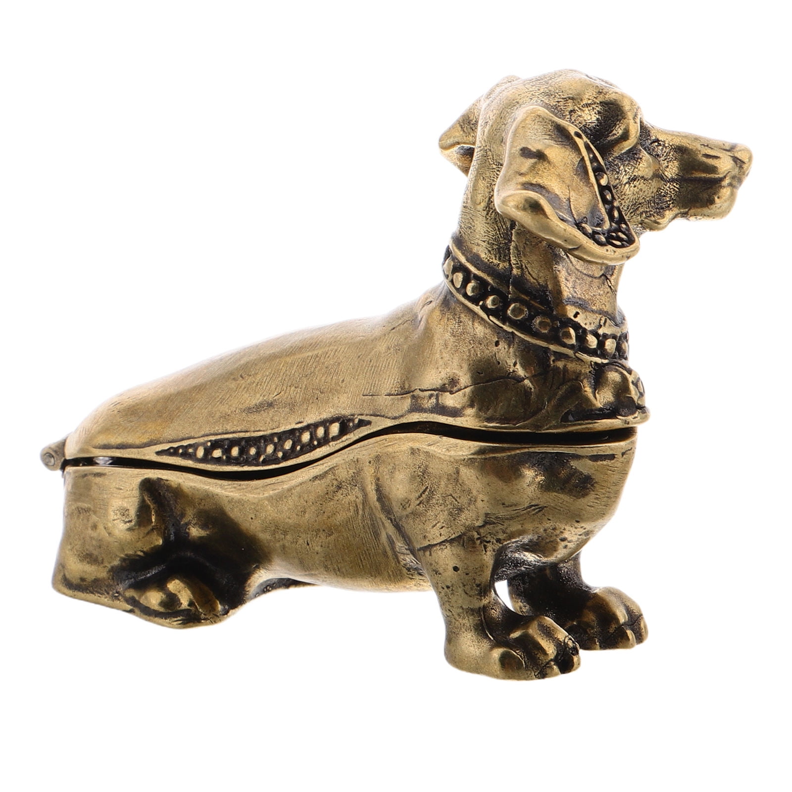 MLINS Hand Painted Dachshund Trinket Box Realistic Brass Dachshund Dog ...