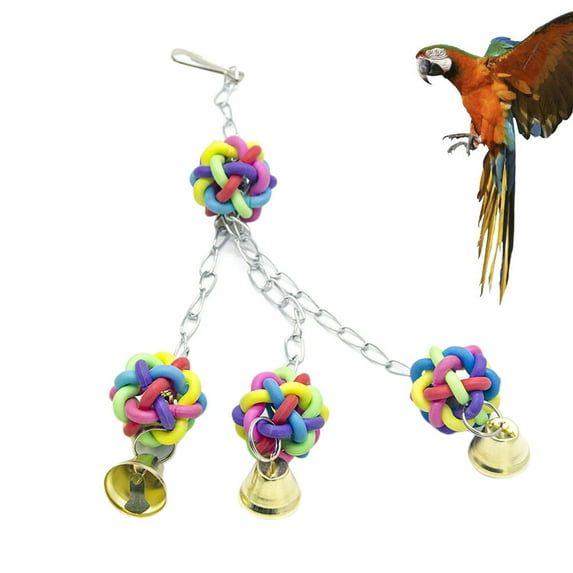 MLINS Hanging Bird Bite Ball Toy Colorful Plastic Ball Toy Parrot Bell ...
