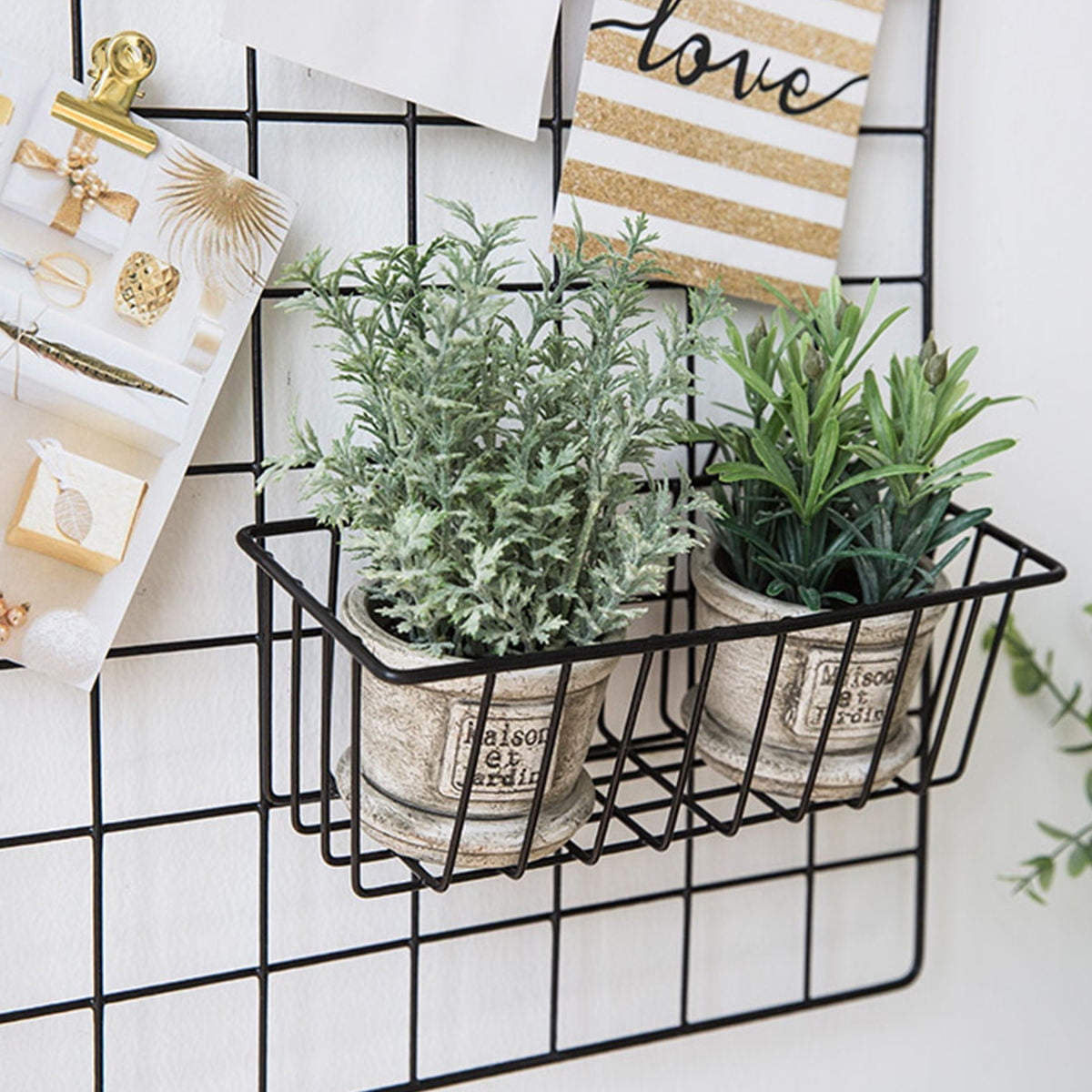 MLINS Hanging Photo Frame Metal Wall Mesh Grid Bedroom Living Room Iron ...