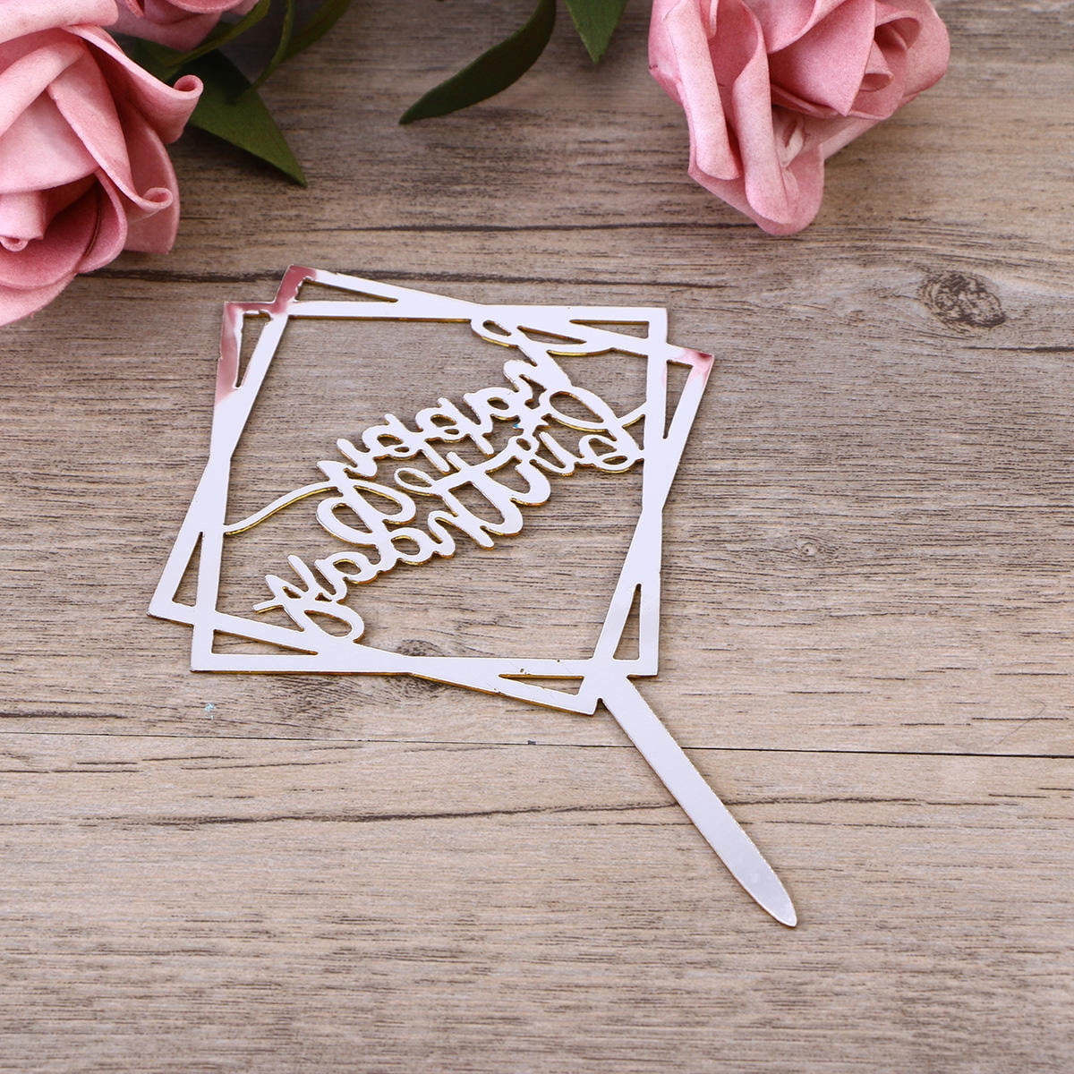 MLINS Happy Birthday Acrylic Cake Topper Double-layer Square Cake ...