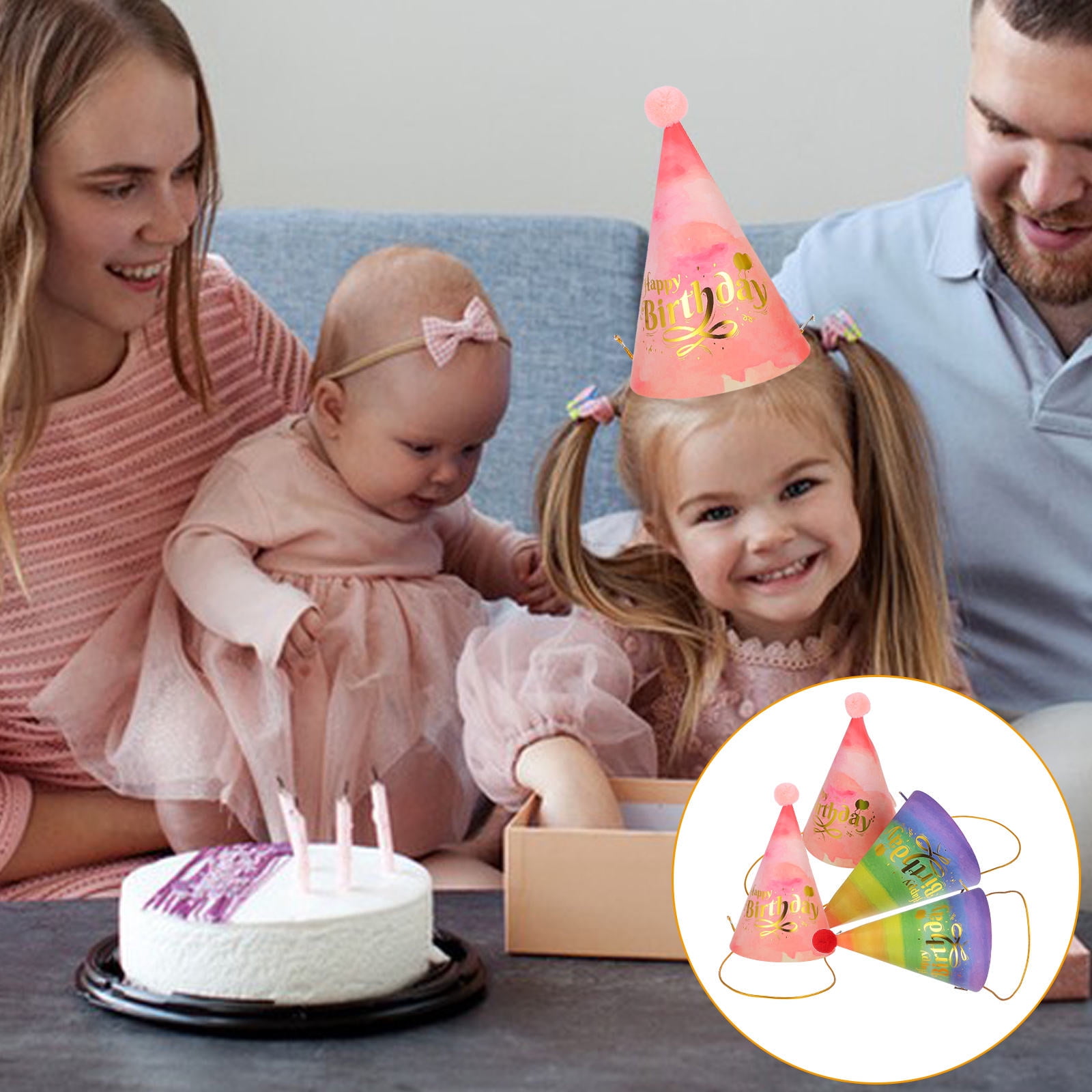 MLINS Happy Birthday Party Hats Cone Hats for Adults Kids in Multi ...