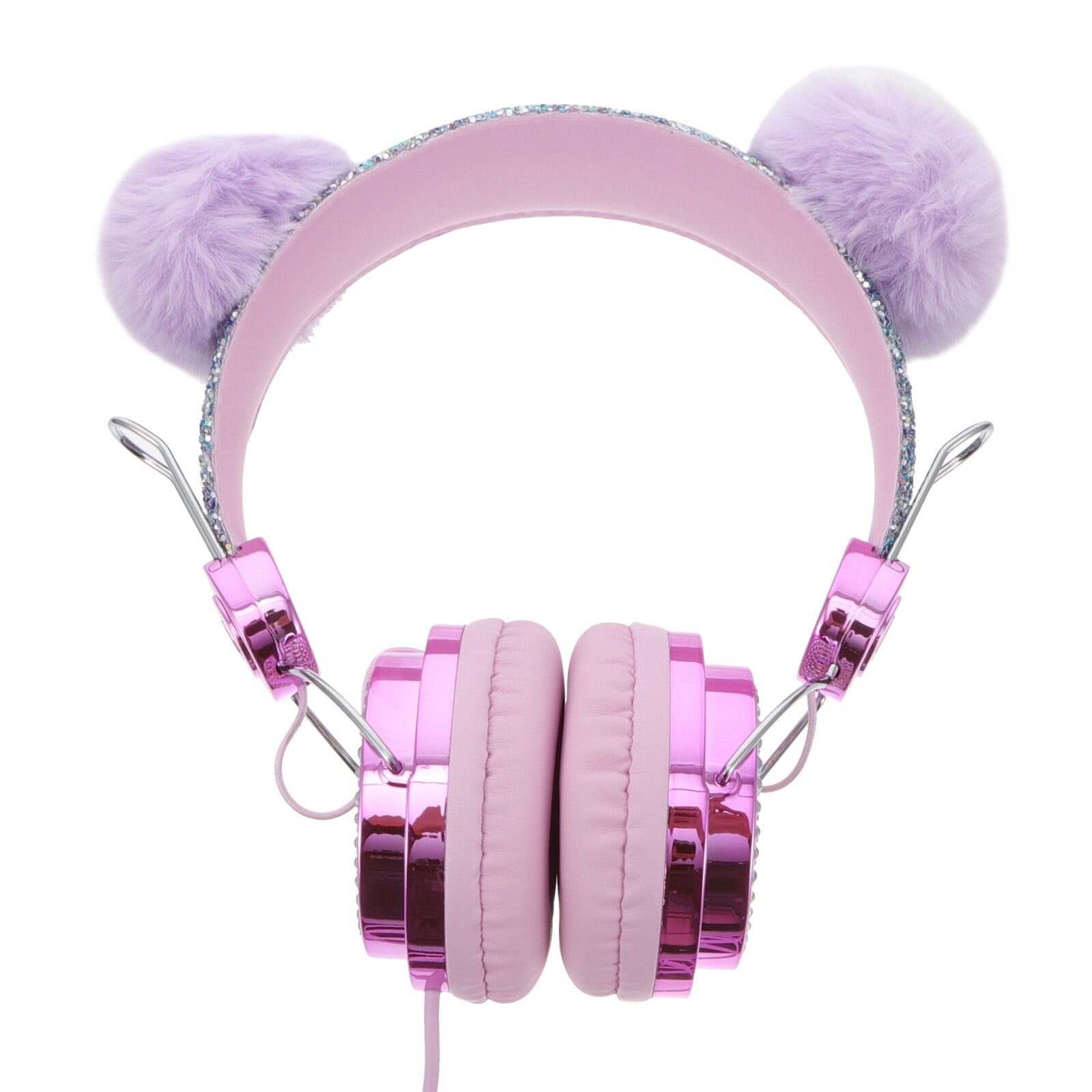 DINHEAROM Furry Kids Headset PVC Violet Cartoon Fur Ball Ears For ...