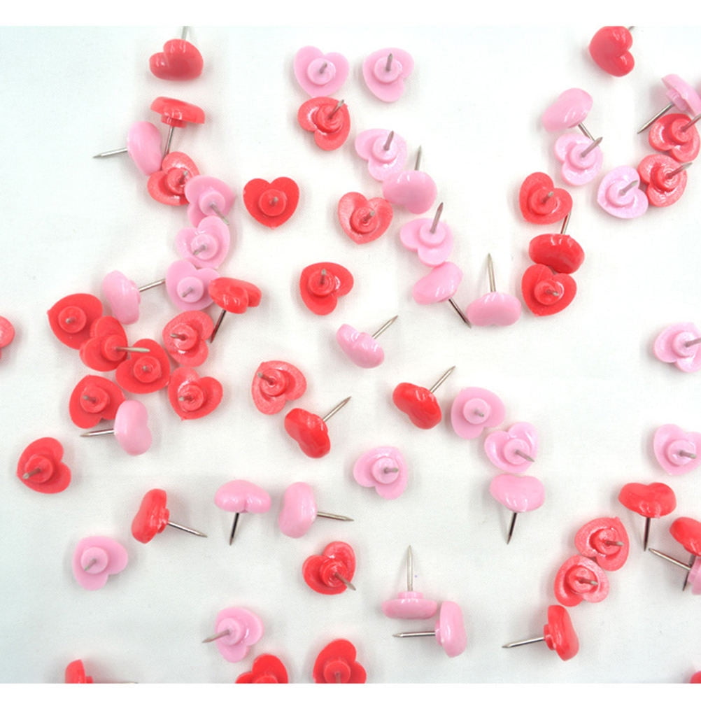 MLINS Heart Shaped Metal and Plastic Thumbtacks for Decor Assorted ...