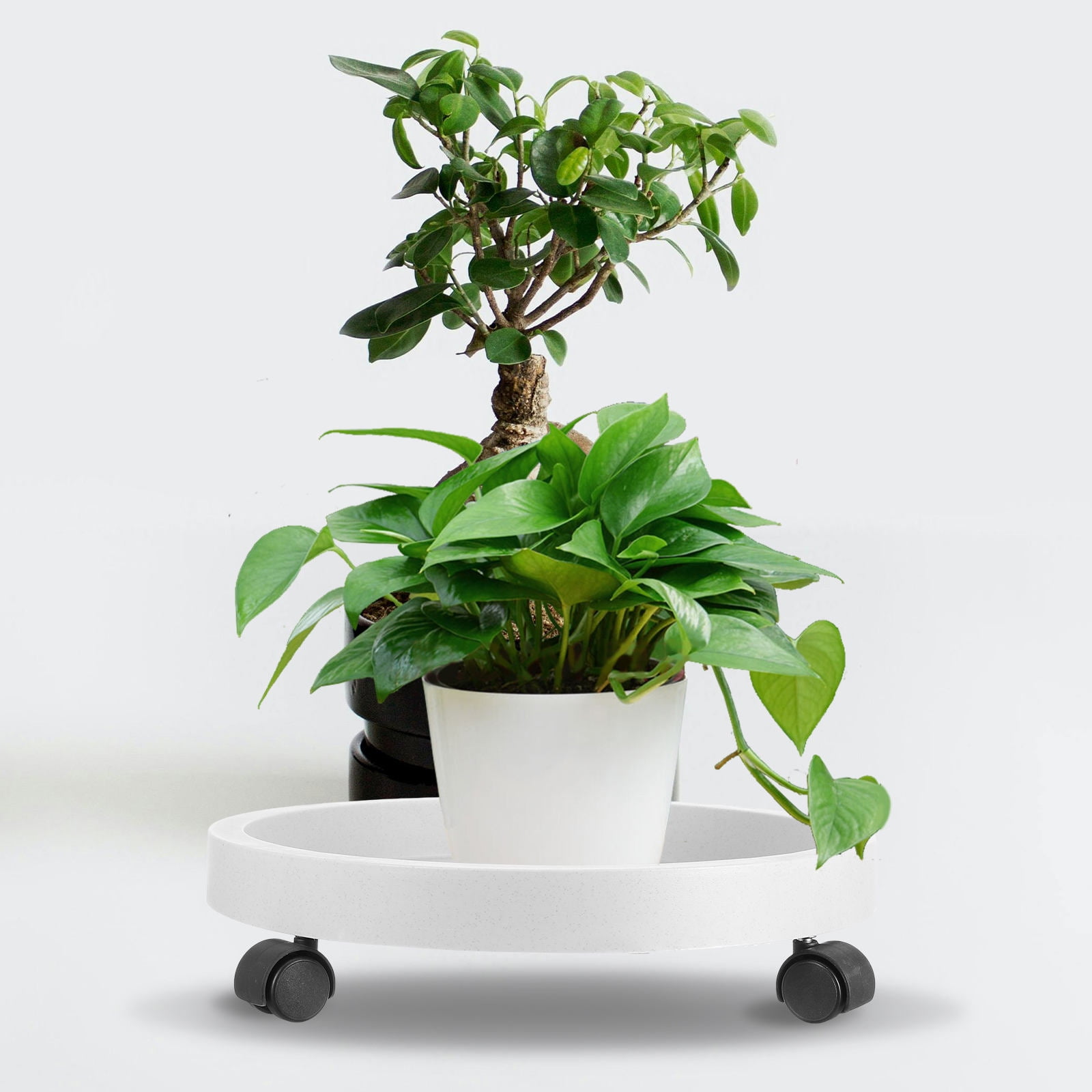 MLINS Heavy Duty Round Plant Stand With Wheels Mobile Flower Pot Tray ...