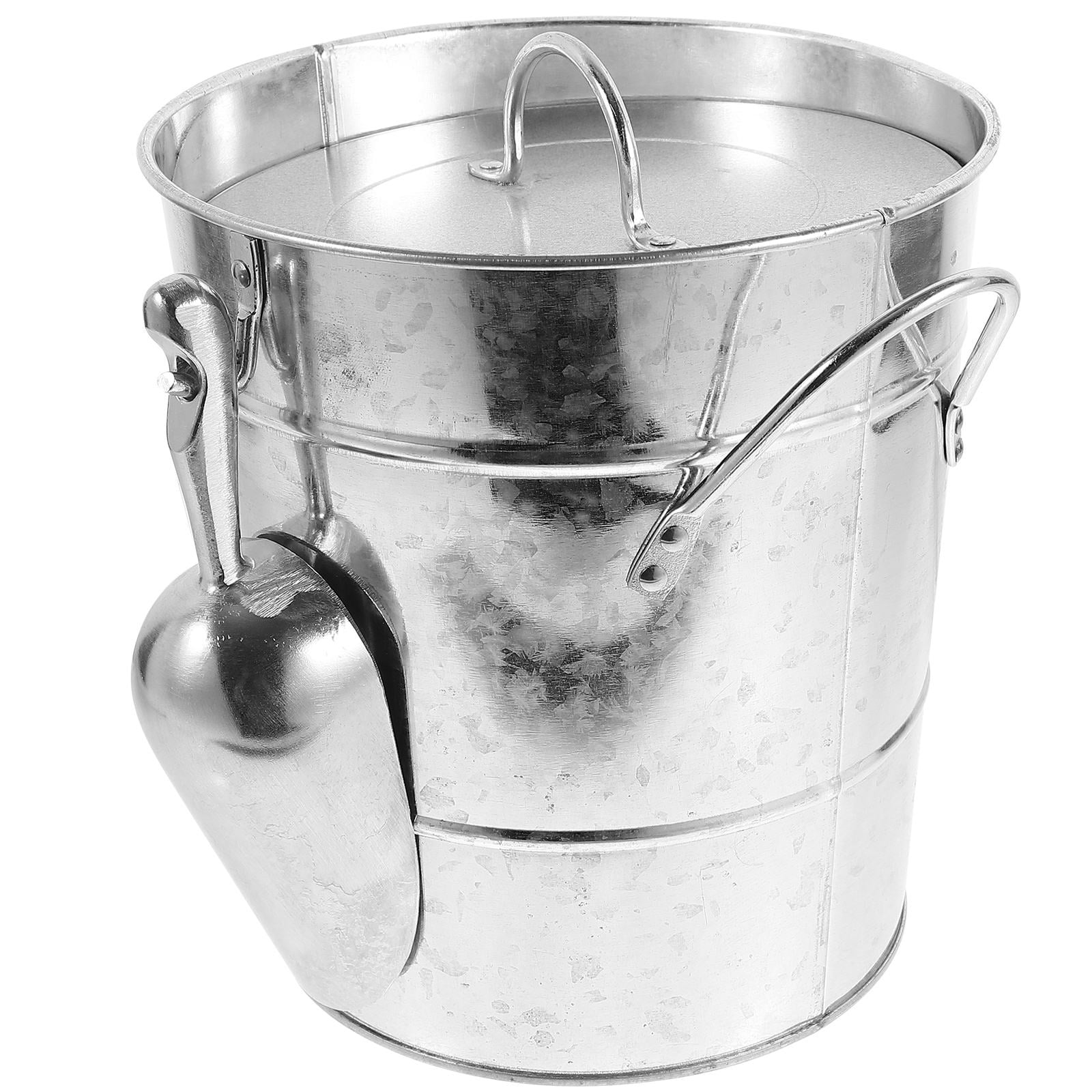 MLINS Ice Bucket Cube Insulated Buckets for Parties with Lid Silver ...
