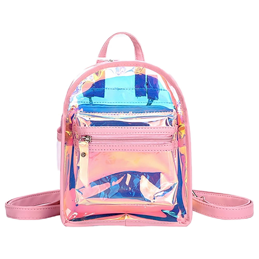 MLINS Iridescent Clear Backpack Holographic Mini Backpack Purse ...