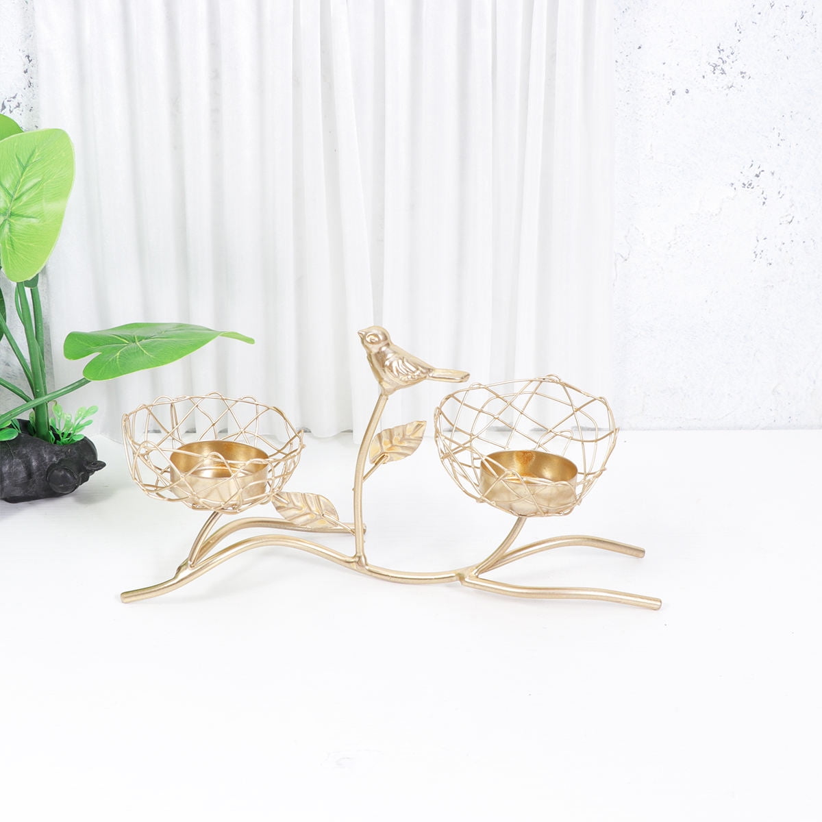 MLINS Iron Base Candlestick Bird Candleholders Rustic Decor Golden ...