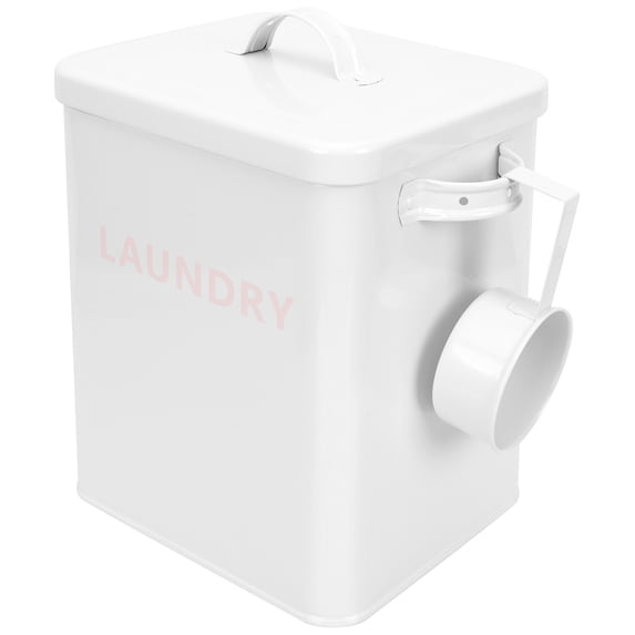 MLINS Iron Storage Bucket Metal Laundry Powder Holder X Detergent White ...