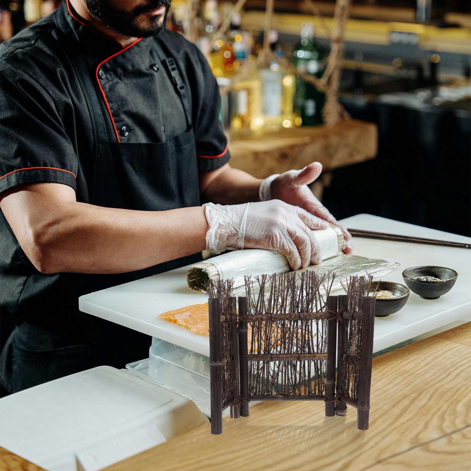 MLINS Japanese Sushi Plate Fences, Mini Woven Fence Sashimi Plate ...