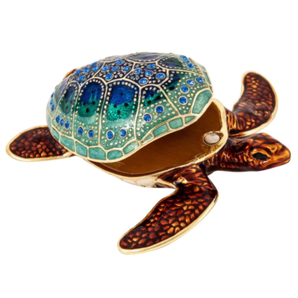 MLINS Jewelry Organizer Enameled Sea Turtle Shaped Trinket Box Small ...