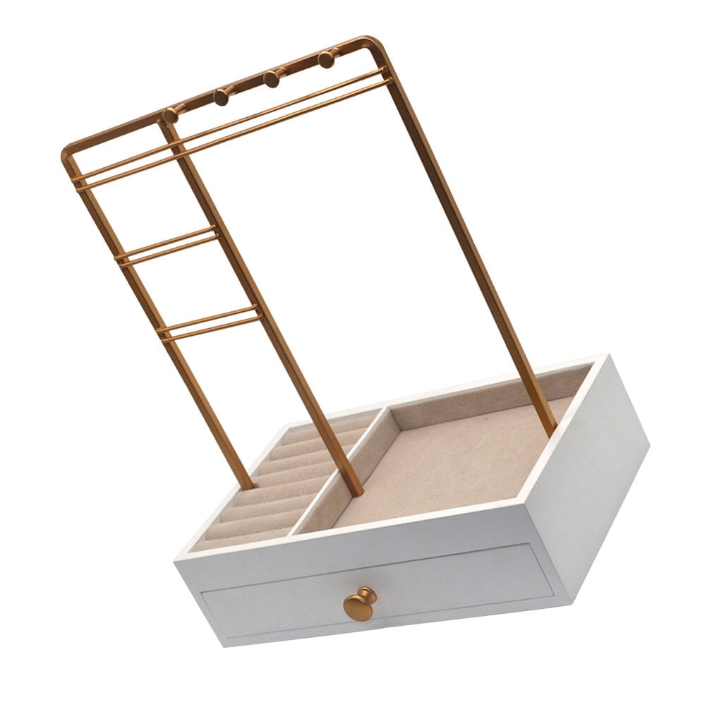 MLINS Jewelry Rack Storage Display White and Gold Holder Chic Organizer ...