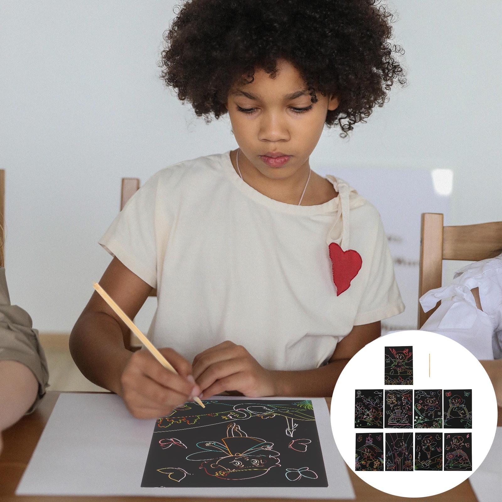 MLINS Kids Crafts Scratch Painting Set Scratch Paper Drawing Child 18 ...