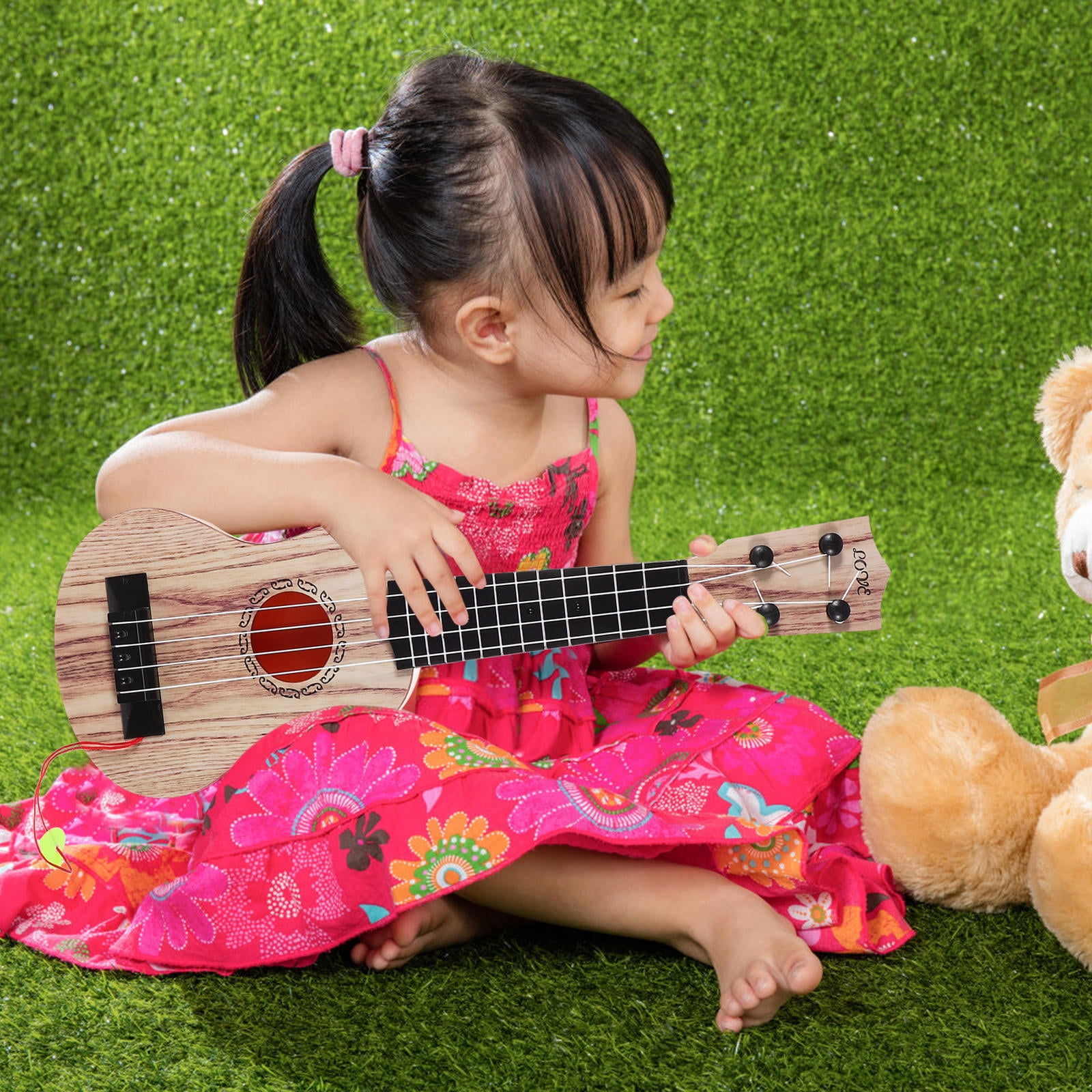 MLINS Kids Ukulele Toy Made of Safe Plastic Light Brown Color for Early ...