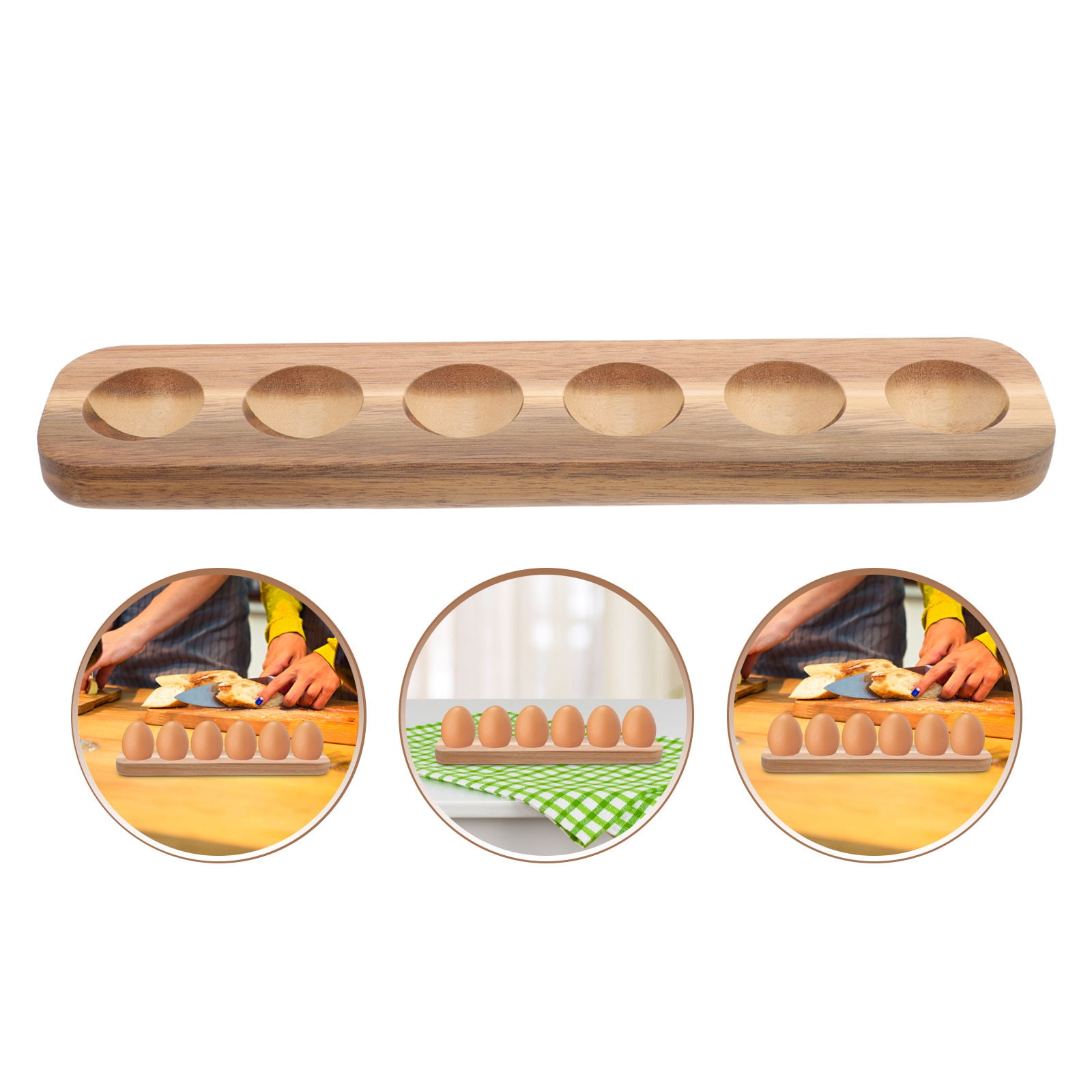 PTOOTP Stylish Acacia Wood Egg Tray - Simple Design, Durable and Safe ...