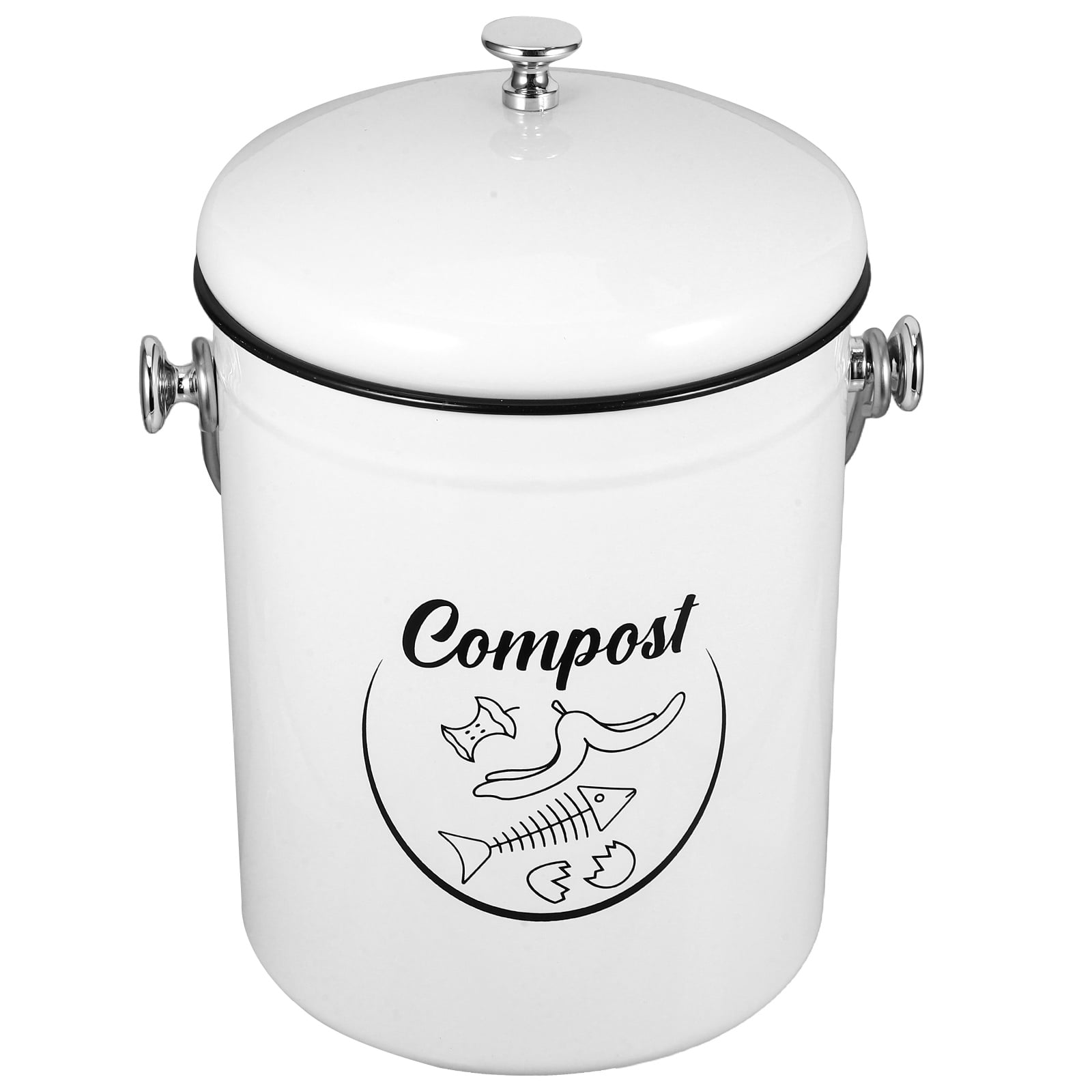 MLINS Kitchen Trash Can With Lid Home Compost Bin 5L Iron Large ...