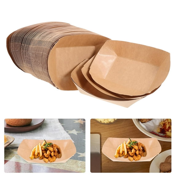MLINS Kraft Paper Disposable Food Boats for Storage Khaki Color 125 ...