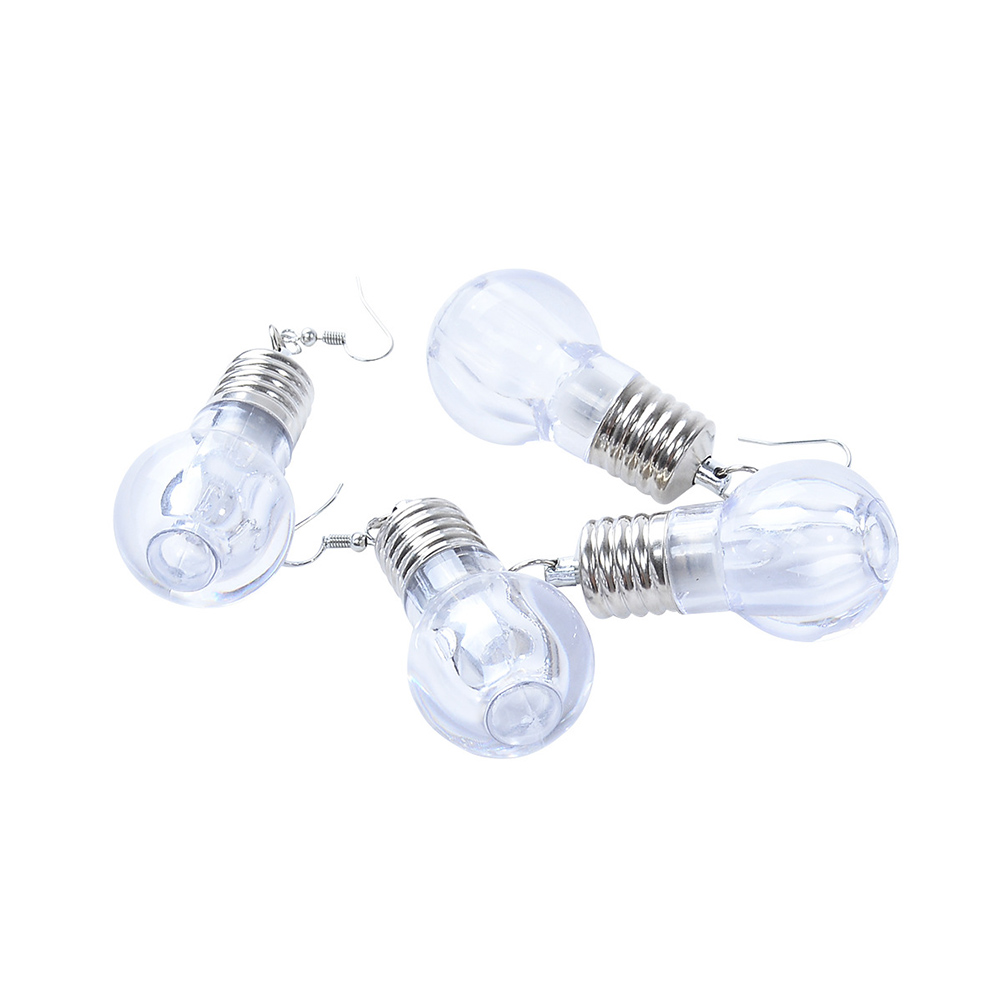 MLINS LED Light Up Bulb Earrings for Party Favors 1 Pair Silver Plastic ...